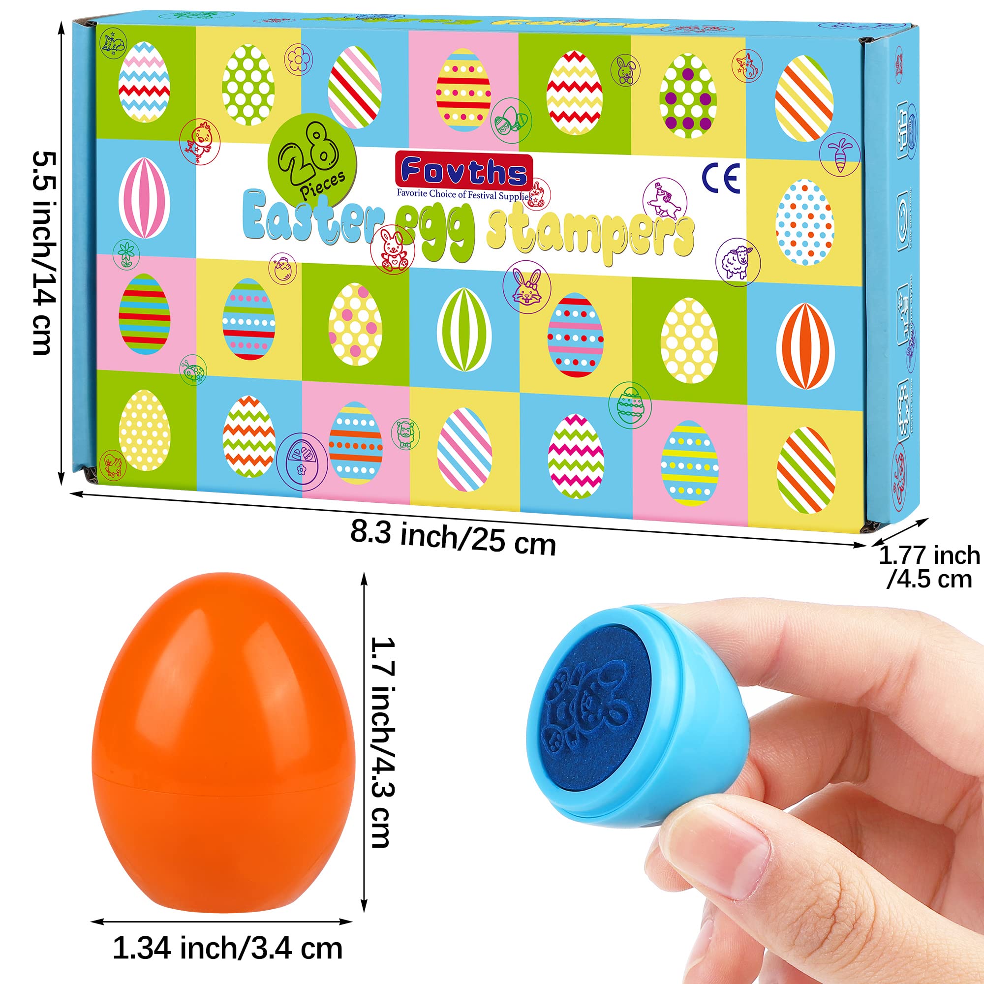 Fovths 28 Pack Easter Egg Stampers Assorted Self-ink Stamp Basket Stuffers Easter Hunt Easter Party Favor for Easter DIY Crafts Classroom Prize Supplies