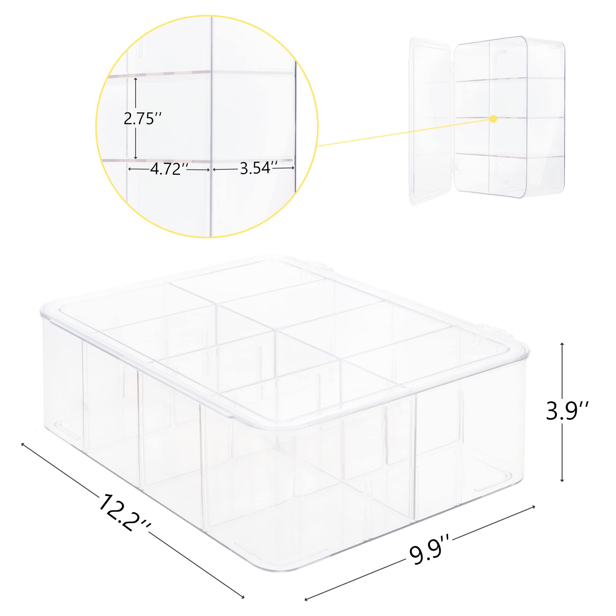 8 Slots Acrylic Toy Cars Display Case Fit for Monster Jam Trucks, Transparent Display Storage Case Holds 8 Monster Jam Truncks, Large Slots Toy Trucks Storage with Detachable Dividers