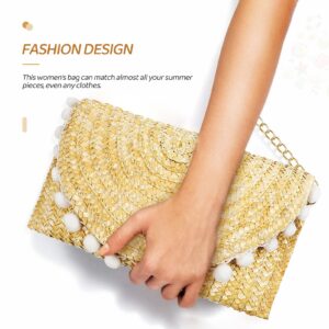 SHERCHPRY Carteras De Mujer Straw Bag Woven Clutch Purse with 3 Pairs Rattan Earring for Women Small Purse