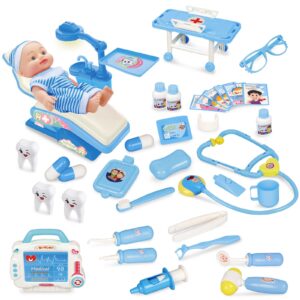 fun little toys 18pcs doctor kit for kids doctor playset, kids doctor toys with realistic medical toy toddler pretend play doctor set educational toys for kids medical kit for toddler gifts