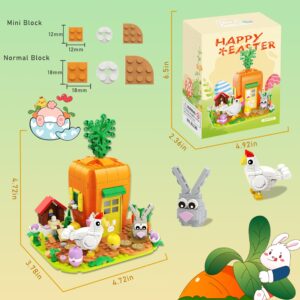 Bestbase Easter Bunny Carrot House Building Blocks Kit - 394 Pcs Easter Toys Easter Eggs Toy Building Sets, Easter Gifts for Kids Easter Basket Stuffers Easter Egg Fillers for Boys/Girls Age 6+