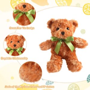 Hungdao 24 Pcs Bear Bulk Plush Stuffed Animals 10 Inch Cute Soft Stuffed Bear with Green Bow for Baby Shower Birthday Party Gift (Light Brown)