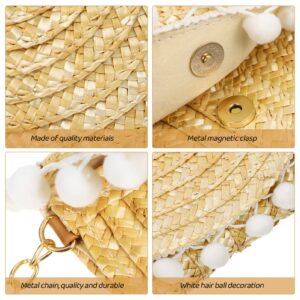 SHERCHPRY Carteras De Mujer Straw Bag Woven Clutch Purse with 3 Pairs Rattan Earring for Women Small Purse