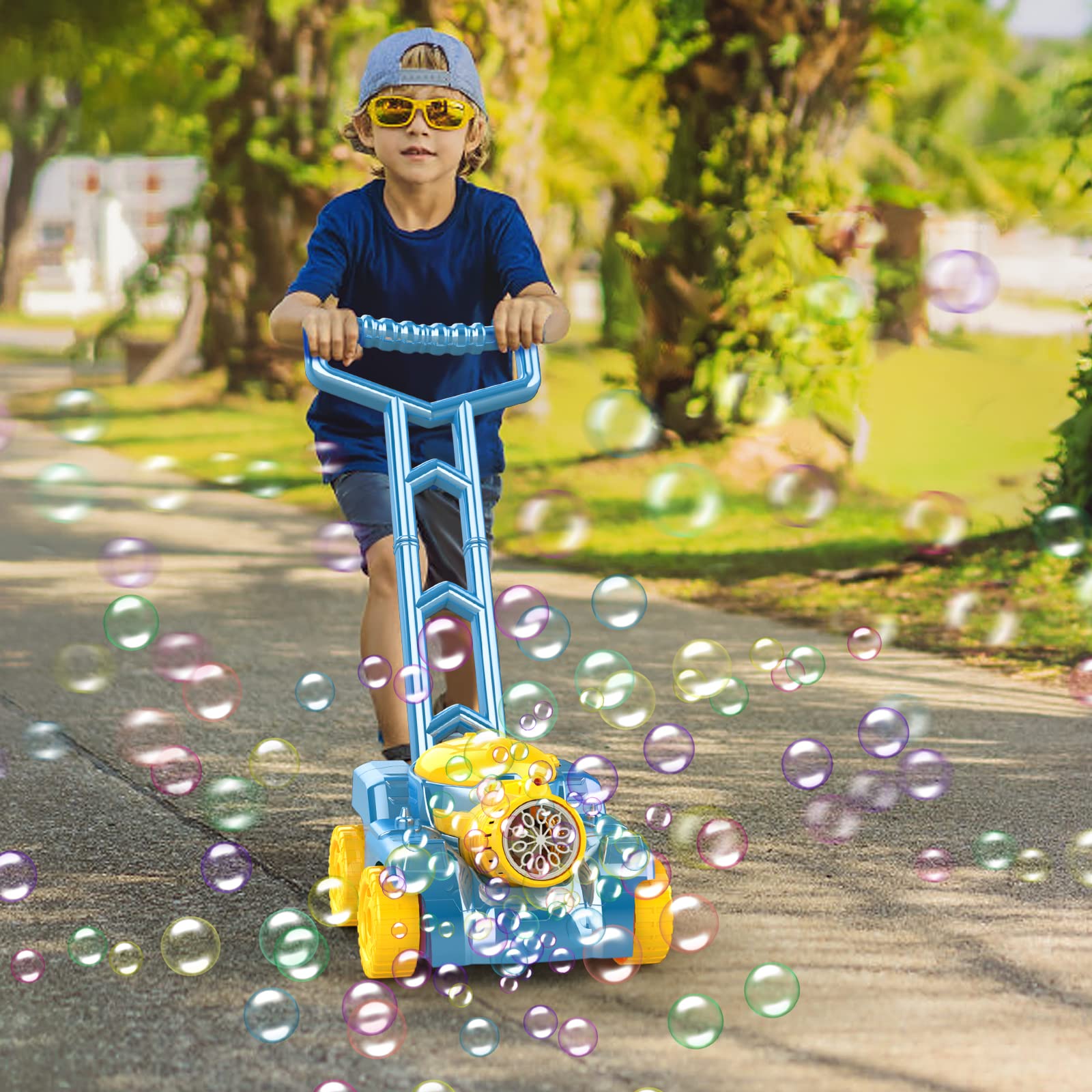 Bubble Machine,Bubble Blower Maker,Bubble Lawn Mower for Toddlers,Summer Outdoor Push Backyard Gardening Toys,Wedding Party Favors,Christmas Birthday Gifts for Preschool Boys Girls