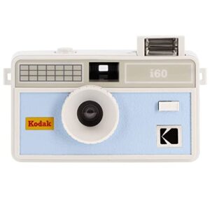 kodak i60 reusable 35mm film camera - retro style, focus free, built in flash, press and pop-up flash (baby blue)