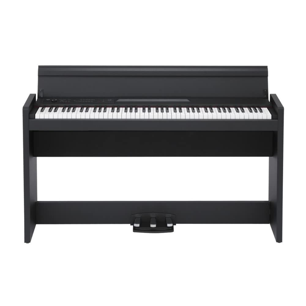 Korg LP-380 U 88-Key Digital Home Piano (Black) Bundle with Flip-Top Bench and Closed-Back Studio Headphones (3 Items)