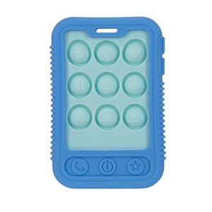 nuby baby teething toy, 3+ months, giggle bytes sensory popper cellphone, blue