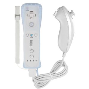 lyyes remote controller for wii, wii remote and nunchuck controllers with silicon case and strap for wii and wii u (white)