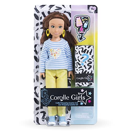 Corolle Girls Zoe Shopping Surprise Set Fashion Doll and 6-Piece Accessory Set, for Kids Ages 4 Years and up