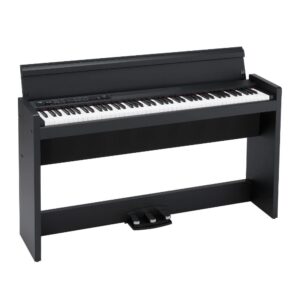 Korg LP-380 U 88-Key Digital Home Piano (Black) Bundle with Flip-Top Bench and Closed-Back Studio Headphones (3 Items)