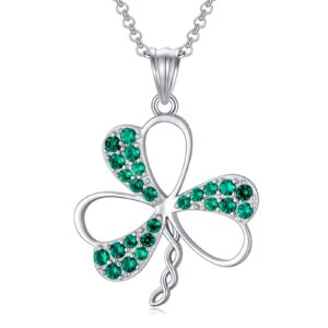 clover necklace 925 sterling silver green leaf clover necklaces st patrick’s day pendant shamrock charm gift for women daughter