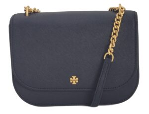 tory burch 136092 emerson flap tory navy blue with gold hardware women's shoulder bag