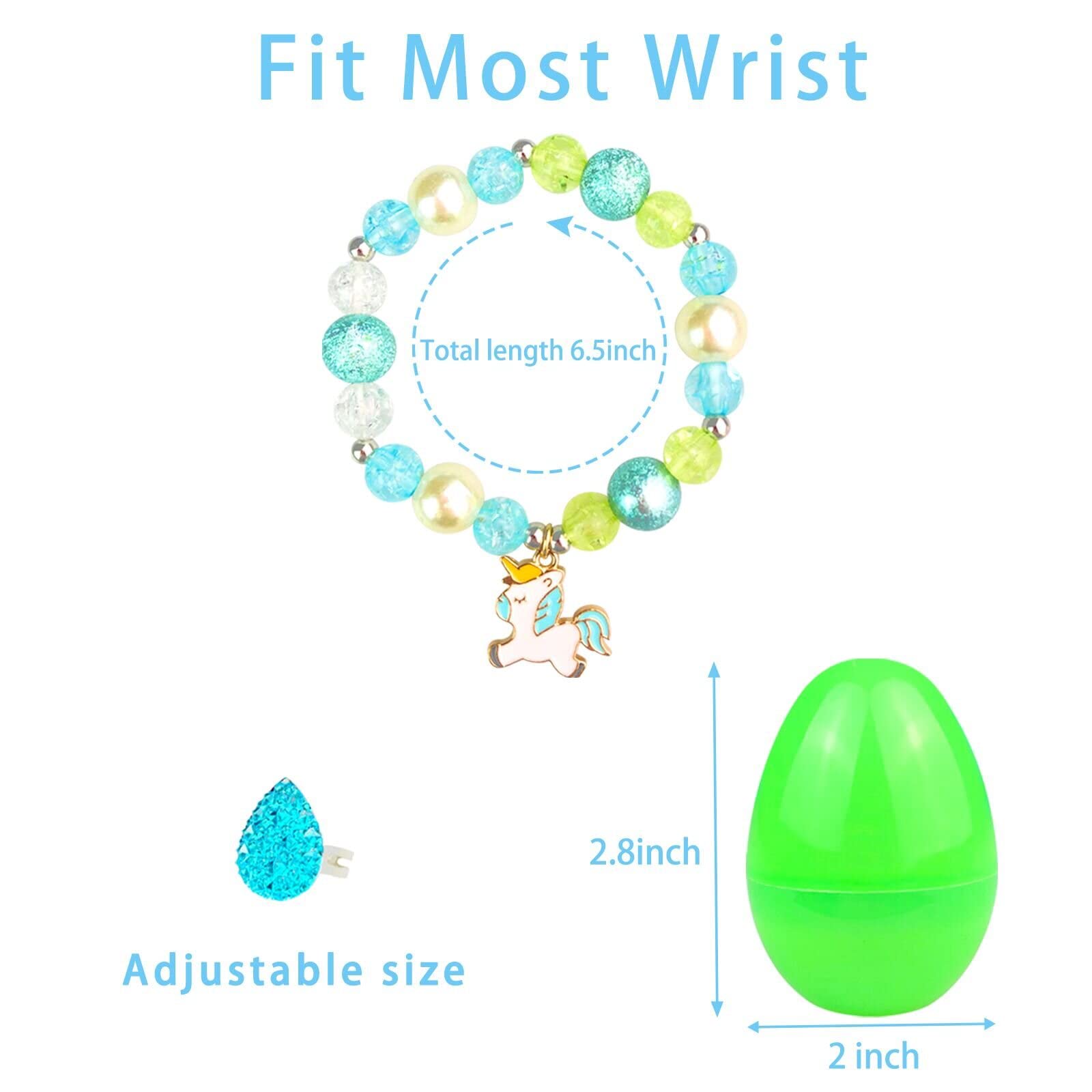 Easter Basket Stuffers for Girls Toddler Teens Prefilled Easter Eggs Fillers with 6 Pack of Beads Bracelet and Ring Inside Easter Gifts Filled Plastic Easter Eggs Stuffers Kids Easter Toys