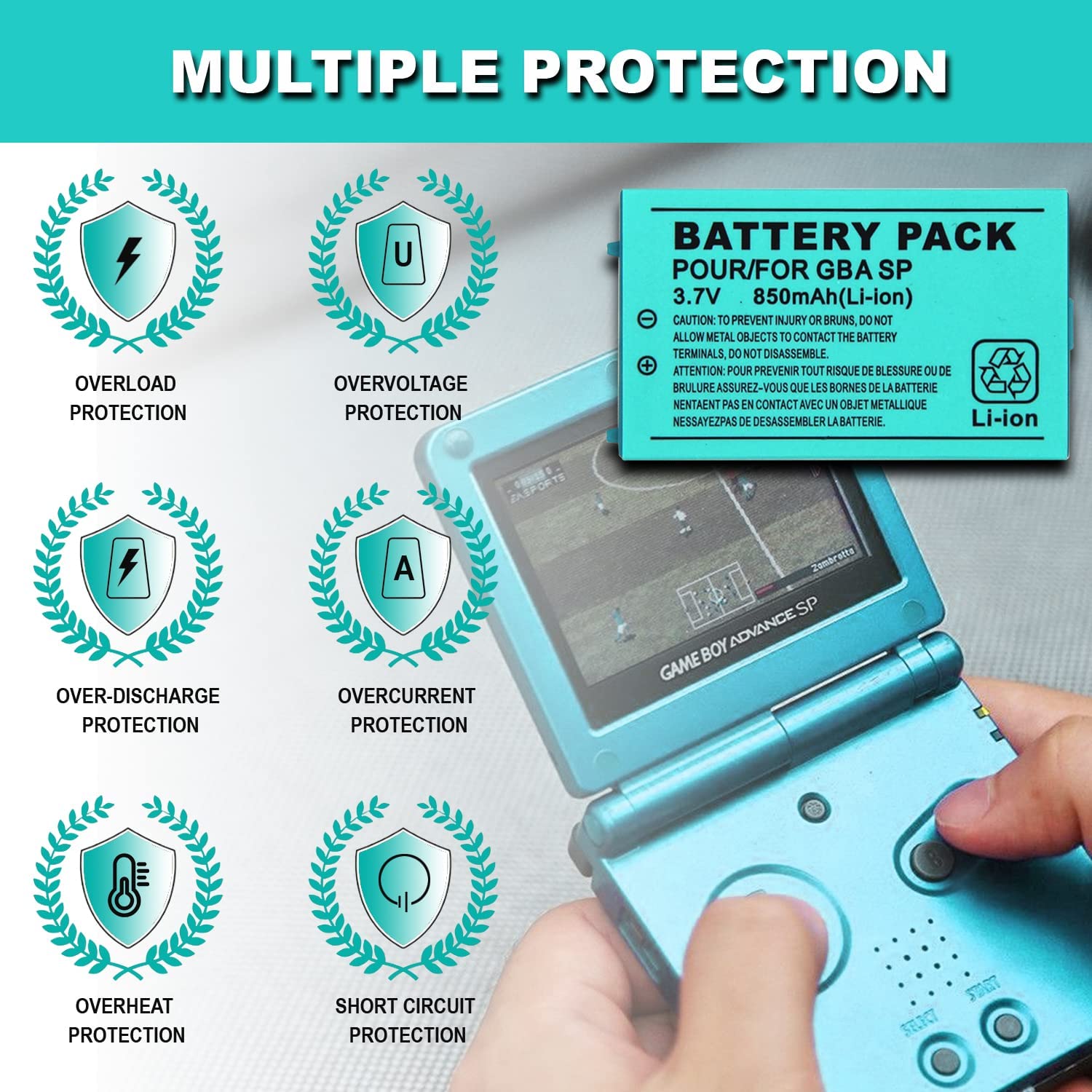 Gameboy Advance SP Battery: Gameboy SP Battery Replacement Lithium-ion Batteries - Compatible with Nintendo GBA SP Battery (3.7V 850mAh)