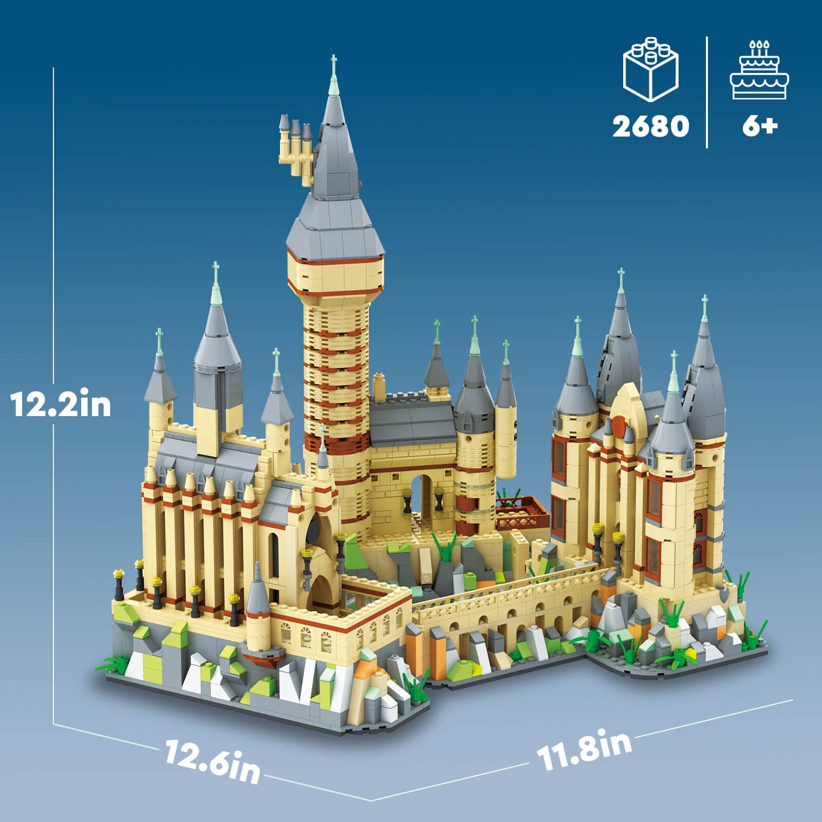 Vziimo Castle 2680PCS Building Set, Cool Creative Gift Movie Collectible Display Model Kit for 8+ Teens Adult to Build (Mini-Blocks)