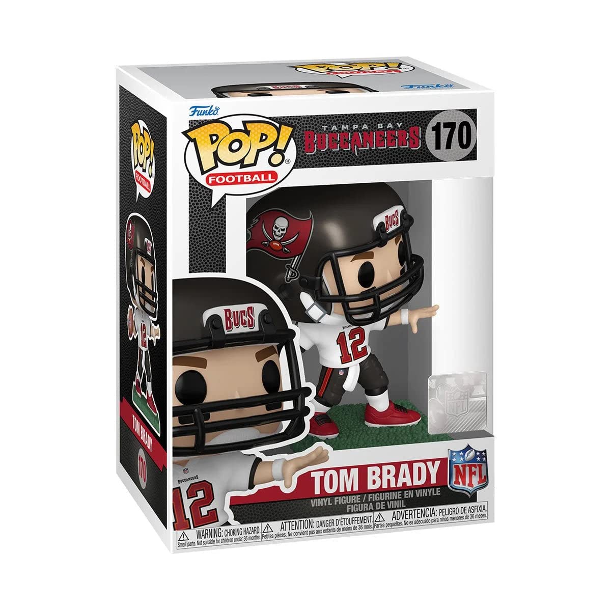 Pop Sports: Bucs Tom Brady #170 (Away Uniform) Vinyl Figure (Bundle with Eco Tek Protector Case and Funko Pop Shipper Box for Additional Protection)