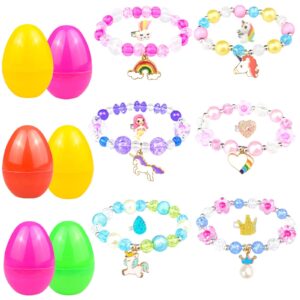 easter basket stuffers for girls toddler teens prefilled easter eggs fillers with 6 pack of beads bracelet and ring inside easter gifts filled plastic easter eggs stuffers kids easter toys