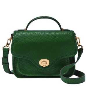 fossil women's heritage leather top handle crossbody purse handbag, green python (model: zb1876310)