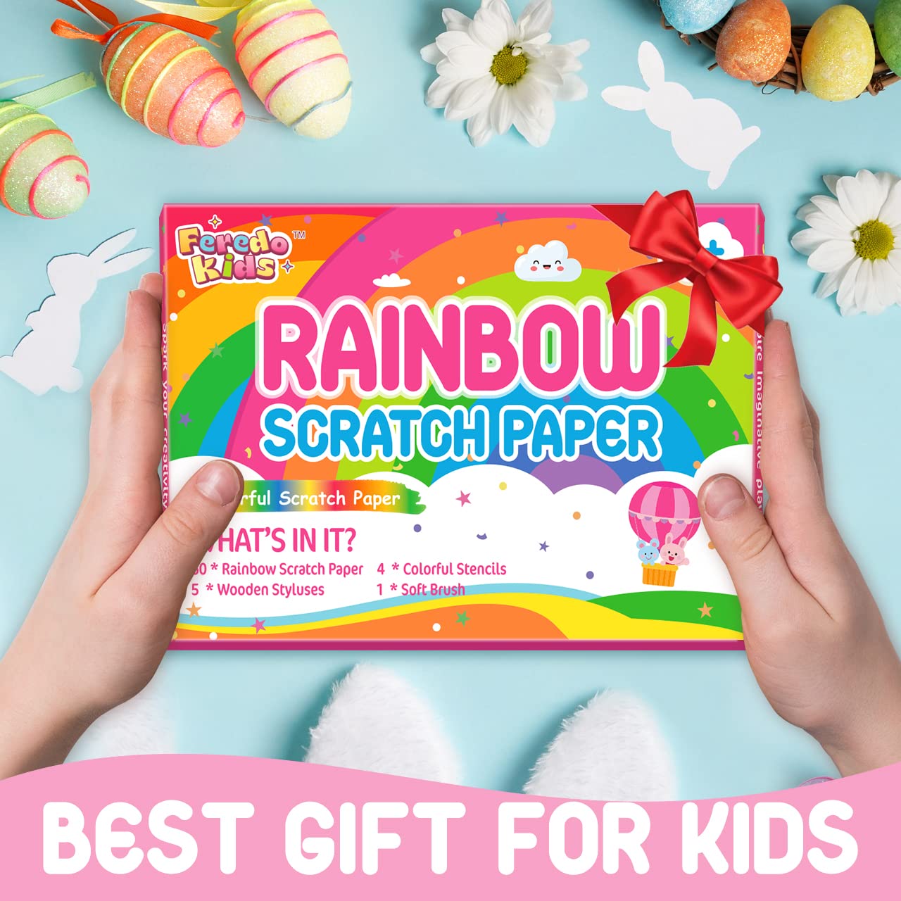 FEREDO KIDS Scratch Paper Gifts for Kids Set: 70Pcs Rainbow Scratch Art for Kids Arts and Crafts Kit for Girl Boy Crafts for Kids Ages 4-8 Birthday Halloween Christmas Party Gift Kids Activities