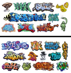 ho scale 1:87 graffiti waterslide decals 2-pack set #12 - weather your rolling stock & structures!