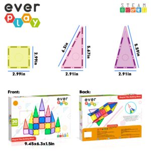 Everplay Magnetic Tile Building Block Set Construction Magnet Tiles Toy Blocks STEM Educational Learning Kit Toddler Preschool Games Rocket Playset Toys Unlimited Creation Boys Girls Age 3 and up