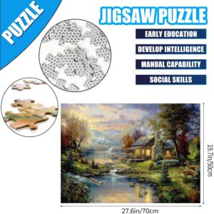 Puzzle for 2 Pack 1000 Pieces Forest Chapel Puzzles & Lake House Puzzles, Jigsaw Puzzles for Adults 1000 Pieces and Up, Puzzle Gifts for Women & Mom