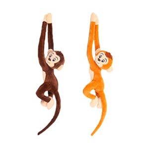 zhidiloveyou 2pcs hanging monkey stuffed animals plush cute monkey toy for kids adults, 27.6"