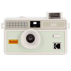 kodak i60 reusable 35mm film camera - retro style, focus free, built in flash, press and pop-up flash (bud green)