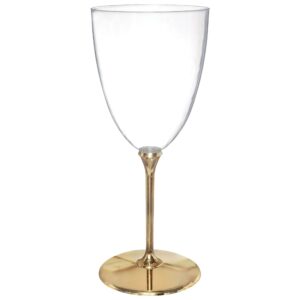 amscan two-toned wine plastic goblet - 7 fl oz. | clear and gold | pack of 20