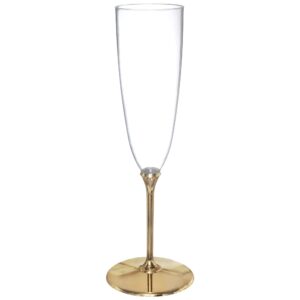 two-toned plastic champagne flute - 4.5 fl oz. pack of 20, clear and gold