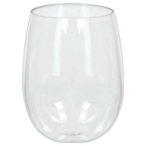 amscan plastic wine glasses | clear | pack of 20, stemless, 12 oz.