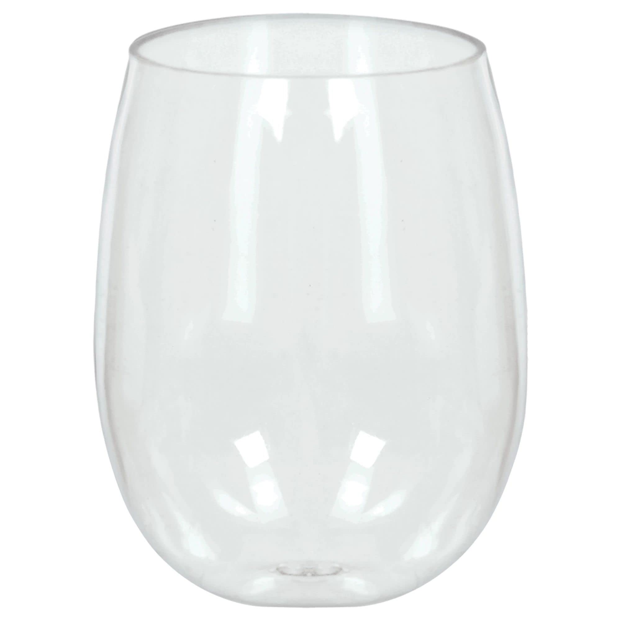 Amscan Plastic Wine Glasses | Clear | Pack of 20, Stemless, 12 oz.