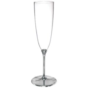 two-toned plastic champagne flute - 4.5 fl oz. pack of 20, clear and silver