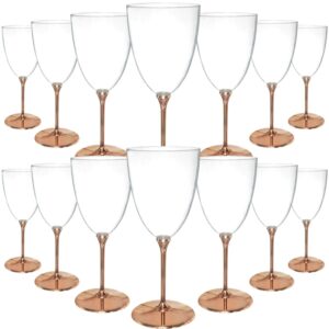 amscan stem (pack of 20) -14 oz. | durable plastic perfect for special events wine glass, clear/rose gold