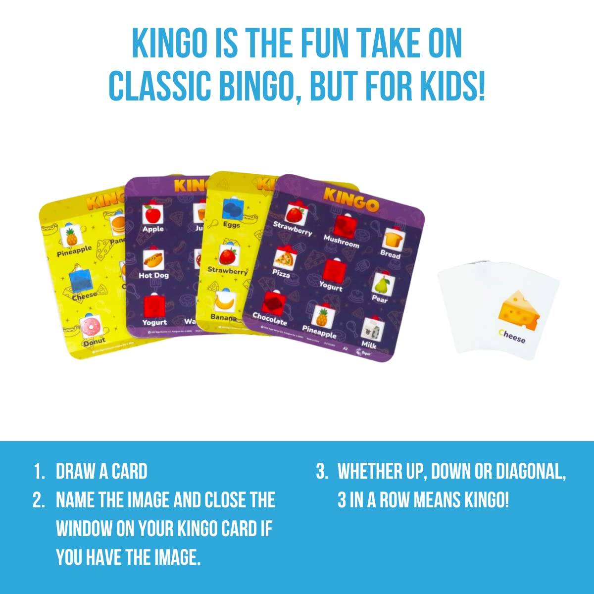 Regal Games Kingo Foods Edition - Bingo Game for Kindergarten and Preschool Kids - Fun Educational Learning Game for Classroom & Home - Vocabulary Builder Kids Bingo