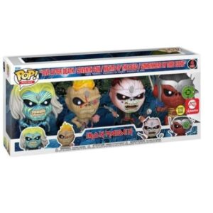 funko pop! rocks: iron maiden - eddie 4pk glow in the dark box set (ae exclusive)