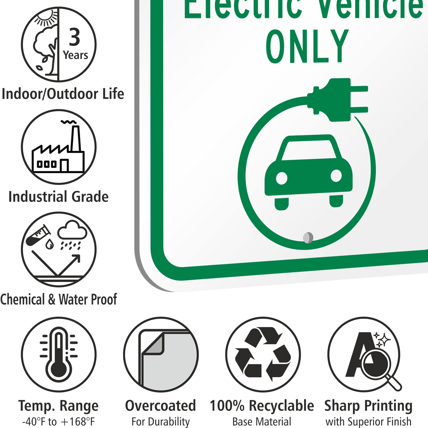 SmartSign Custom Electric Vehicle Reserved Parking Sign - 12 x 18 Inch, Add Company Name, 63 mil thick Laminated Aluminum, 3M Engineer Grade Reflective, Green and White, Made in USA