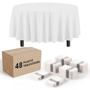 exquisite white round tablecloths in bulk 48 pack white plastic disposable table cloth 84 inch white tablecloth plastic table cloths for parties disposable by the case