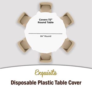 Exquisite White Round Tablecloths in Bulk 48 Pack White Plastic Disposable Table Cloth 84 Inch White Tablecloth Plastic Table Cloths for Parties Disposable by The Case