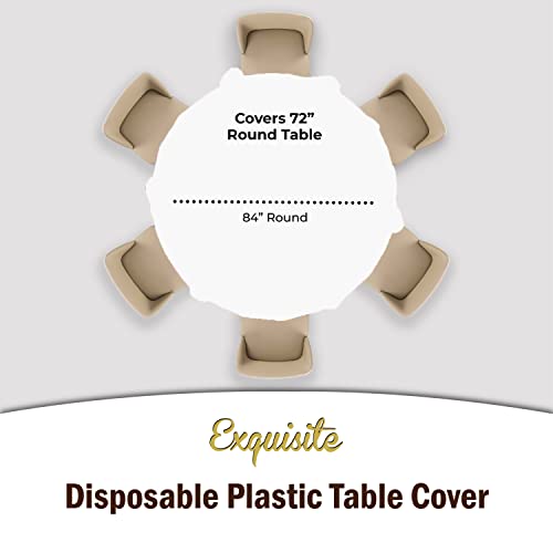 Exquisite White Round Tablecloths in Bulk 48 Pack White Plastic Disposable Table Cloth 84 Inch White Tablecloth Plastic Table Cloths for Parties Disposable by The Case