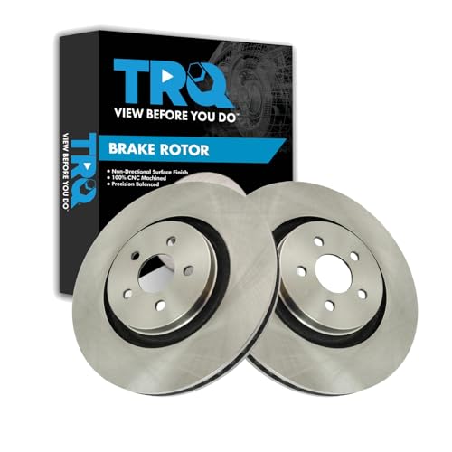 TRQ Front Driver & Passenger Side Brake Rotor Pair for Ford Edge 345mm Diameter