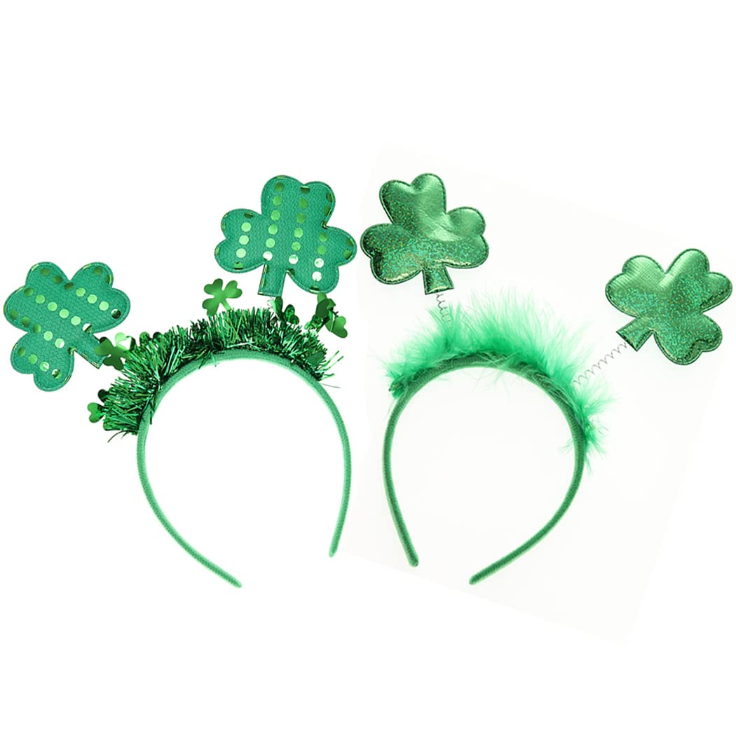 DRESBE St. Patrick's Day Headbands Green Shamrock Hair Hoop Clover Irish Festival Hair Accessories for Women and Girls(2pcs)