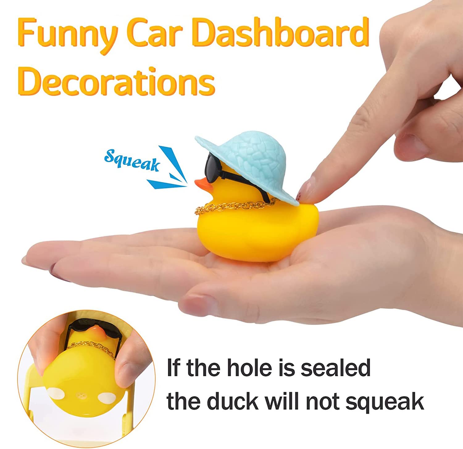 wonuu Car Rubber Duck Car Duck Decoration Dashboard Car Ornament for Car Dashboard Decoration Accessories with Mini Flower Hat Swim Ring Necklace and Sunglasses