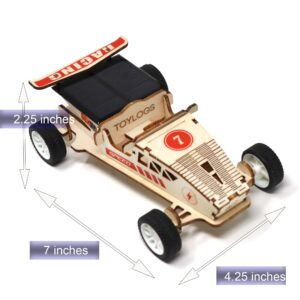 TOYLOGS Solar Wooden Race Model Car Kit - STEM Projects for Kids Ages 8-12 - DIY Science Toys 3D Puzzle Toy Educational Building Mechanical Set Gift for Girls and Boys