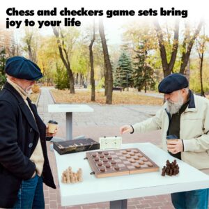 15inch Chess and Checkers Game Set - Chess Unique Gift for Kids and Adults. Durable Wooden Pieces, Sleek Wooden Board.Chess Introduces Strategy and Problem-Solving. Family Game Night Activity