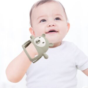 COZYPANDA Teething Toys for Babies 0-6-12 Months, Never Drop Baby Teething Toys Silicone Baby Teether for Soothing Sore Gums, Baby Chew Toys for Sucking Teething Relief for Boy/Girl, BPA Free (Sage)