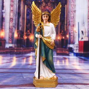 QIANLING 8in Archangel Raphael Statue, Catholic Gift Archangel Raphael Figurines, Religious Cure Archangel Raphael Statues, Suitable for Religious and Home Decor Filling Indoor Space