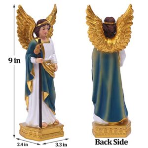 QIANLING 8in Archangel Raphael Statue, Catholic Gift Archangel Raphael Figurines, Religious Cure Archangel Raphael Statues, Suitable for Religious and Home Decor Filling Indoor Space