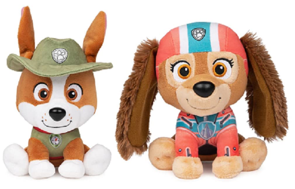 Bundle of 2 Paw Patrol 6" Embroidered Plush Stuffed Animal Characters, Tracker and Liberty