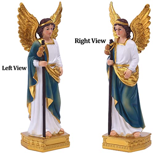 QIANLING 8in Archangel Raphael Statue, Catholic Gift Archangel Raphael Figurines, Religious Cure Archangel Raphael Statues, Suitable for Religious and Home Decor Filling Indoor Space